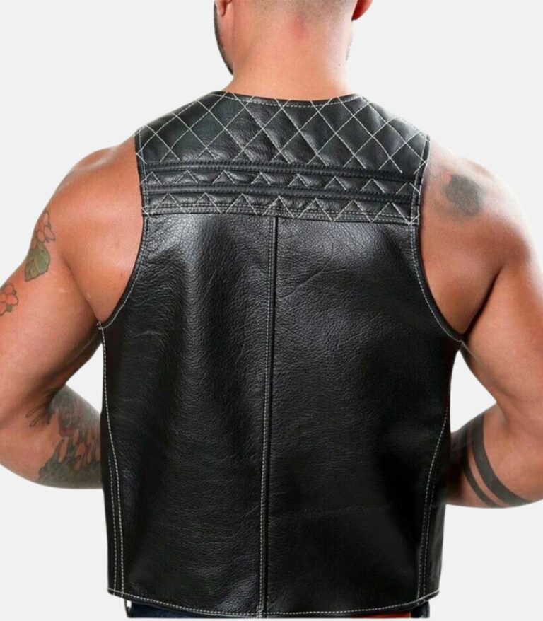 Men's Quilted Leather Bar Vest